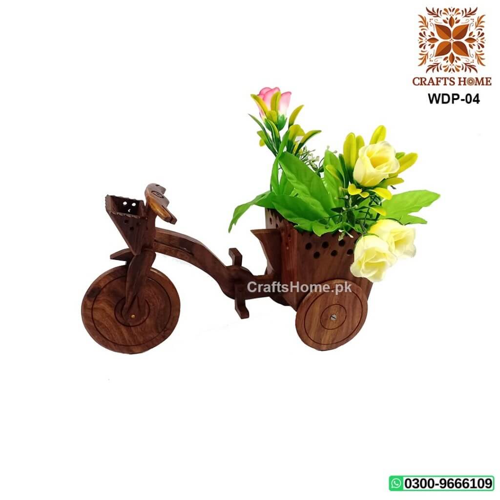 Cycle Flower Pot Wood Art For Decoration - Crafts Home